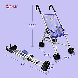 Anivia Baby Doll Collection Doll Stroller Heart Design Gifts for Toddlers and Girls Foldable Doll Stroller