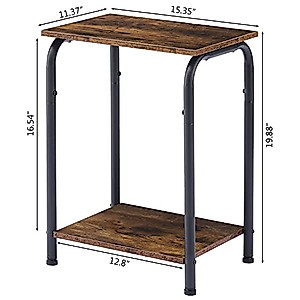 Tajsoon Small End Table with 2 Tier Storage Shelves, Small Side Table for Small Spaces, Sofa Table, Bedside Table, Small Table for Living Room, Bedroom, Sturdy Frame & Easy Assembly