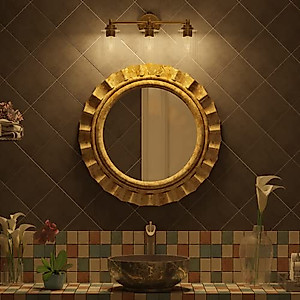 GETINLIGHT 20" Wide 3-Light Gold Bathroom Vanity Light with Clear Ribbed Glass Shade, Bulb Not Included, IN-0444-3-GD