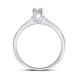 The Diamond Deal 10kt White Gold Womens Round Diamond Solitaire Bridal Wedding Engagement Ring 1/10 Cttw
