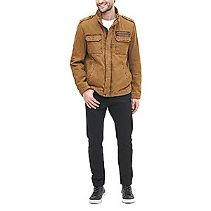 Levi's Men's Washed Cotton Two Pocket Military Jacket (Standard and Big & Tall), Worker Brown, Large