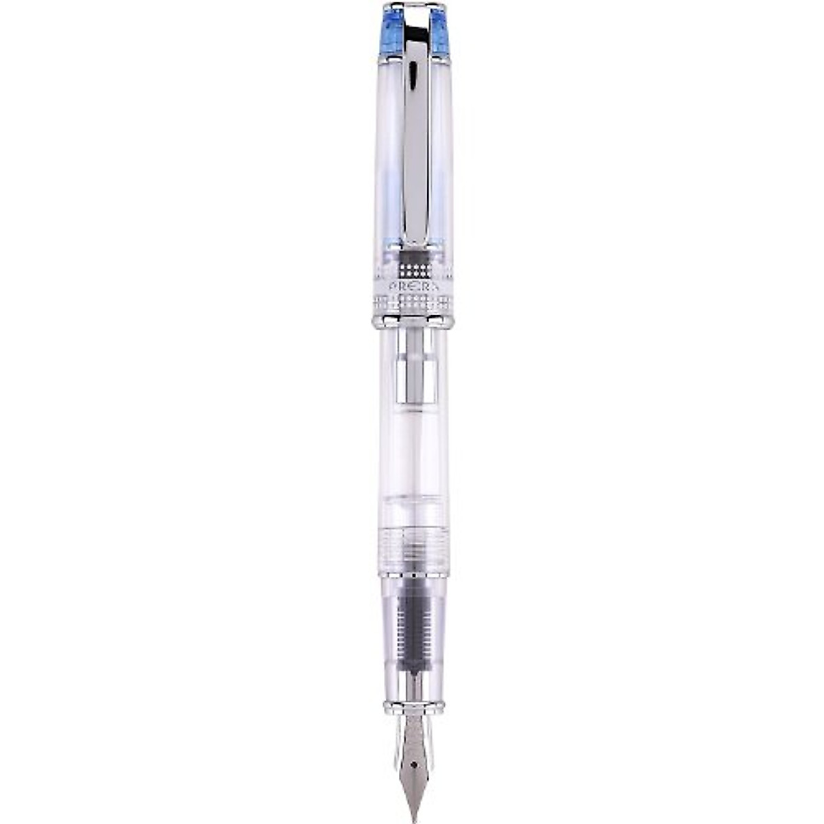 PILOT Prera Fountain Pen, Clear Barrel with Light Blue/Silver Accents, Medium Nib (60822)