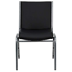 Flash Furniture 4 Pack HERCULES Series Heavy Duty Black Vinyl Stack Chair