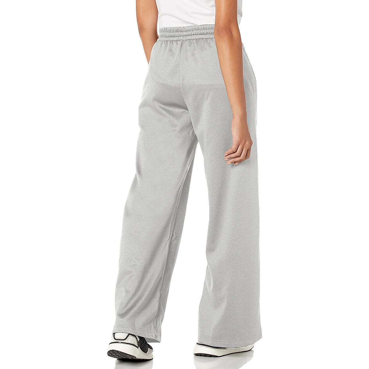 adidas Women's AEROREADY Wide-Leg High-Rise Pants, Medium Grey Heather/White, Small