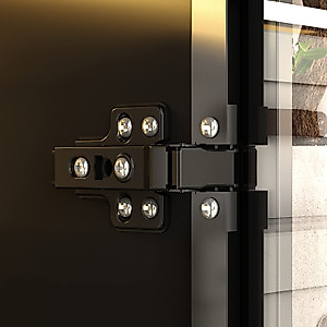 Hitow Wardrobe Cabinet with LED Light Strips, Armoire Closet with Glass Doors, Wooden Large Wardrobe with 5 Tiers Shelf & Hanging Rod, Modern Bedroom Armoire Clothes Organizer, Black 47.2" W