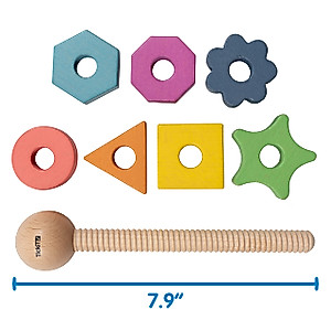 TickiT - 74003 Rainbow Wooden Shape Twister - 7 Shapes and Colors - For Ages 18m+ - Loose Parts Wooden Toys for Toddlers and Preschoolers