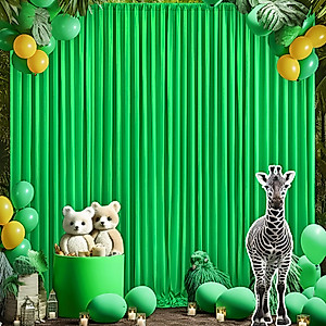 10x10 Green Backdrop Curtain for Parties Baby Shower Wrinkle Free Green Photo Curtains Backdrop Drapes Fabric Decoration for Birthday Party 5ft x 10ft,2 Panels