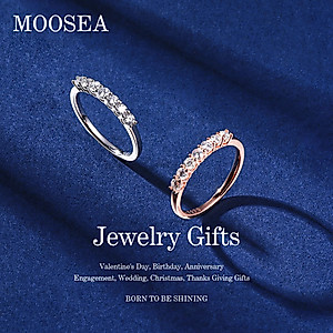 MOOSEA 7 Stone Moissanite Wedding Band for Women, D Color VVS1 Clarity Lab Created Diamond Rings 14K Yellow Gold Vermeil Moissanite Anniversary Rings for Women Promise Rings for Her Gift