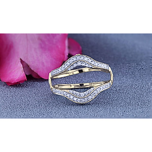 Dazzlingrock Collection 0.52 Carat (ctw) 14K White Diamond Ladies Wedding Enhancer Guard Ring 1/2 CT, Yellow Gold, Size 8.5