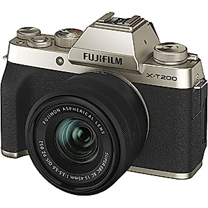 Fujifilm X-T200 Mirrorless Digital Camera w/XC15-45mm Kit - Champagne Gold