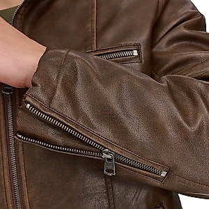 Levi's Men's Faux Leather Hooded Racer Jacket, Saddle, X-Large