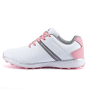 VEACAM Spikeless Golf Shoes Casual Waterproof Golf Sneakers Comfort Anti Slip Golf Footwear Outdoor Ladies Golf Footwears,Pink,7