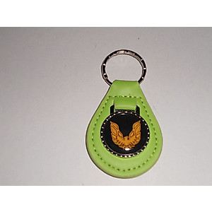 FIREBIRD OR TRANS-AM GOLD BIRD LOGO LEATHER KEYCHAIN - BRIGHT GREEN