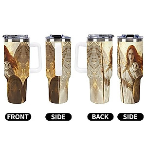 Goddess Athena Insulated Tumblers with Handle Stainless Steel Coffee Mug Funny Travel Cup with Lid Straw 40oz