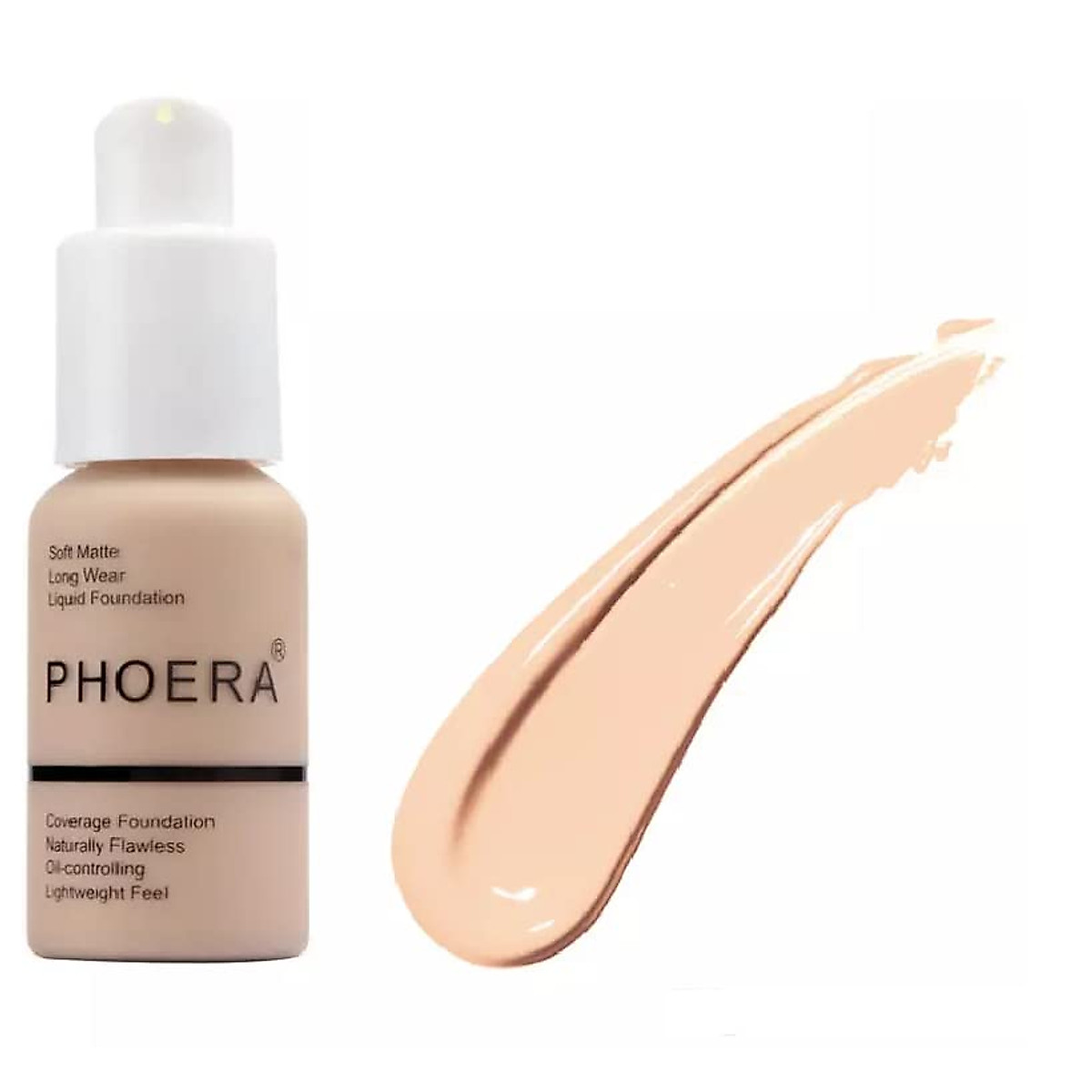 Phoera® Full Coverage Foundation Soft Matte Oil Control Concealer 30ml Flawless Cream Smooth Long Lasting… (102 NUDE..)
