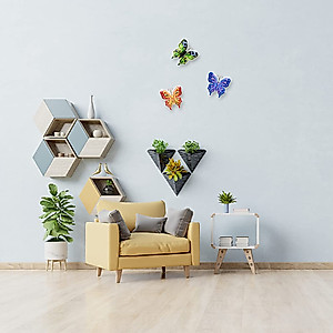 Metal Butterfly Wall Decor 3D Butterfly Wall Art Hanging Sculpture for Indoor Outdoor Office Home Living Room Bedroom Bathroom Garden Porch Patio Fence 8.1" L x 8.3" H(3 Butterflies)