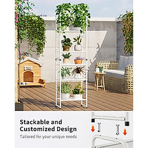 GEORIS 3-Tier Mesh Shelving Unit Outdoor Indoor Waterproof, Stackable Metal Plant Shelf Stand, 17.7-Inch Width Laundry Display Storage Rack, White