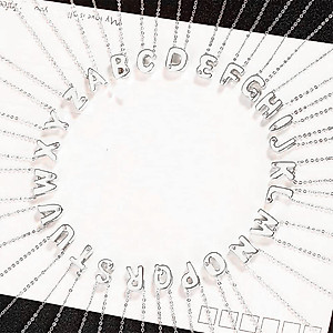 Yafeeso Natural Diamond Initial Necklace for Women, Sterling Silver Initial Letter Pendant Necklace Personalized Letter A-Z Necklace Jewelry Gifts for Wife, Mom,