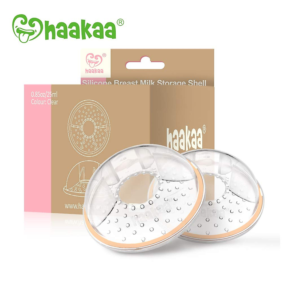 haakaa Breast Milk Collector Breast Shells Breast Milk Catcher Milk Savers Nipple Shells for Breastfeeding, Reusable & Easy to be Placed Under Bras, 2 Pack