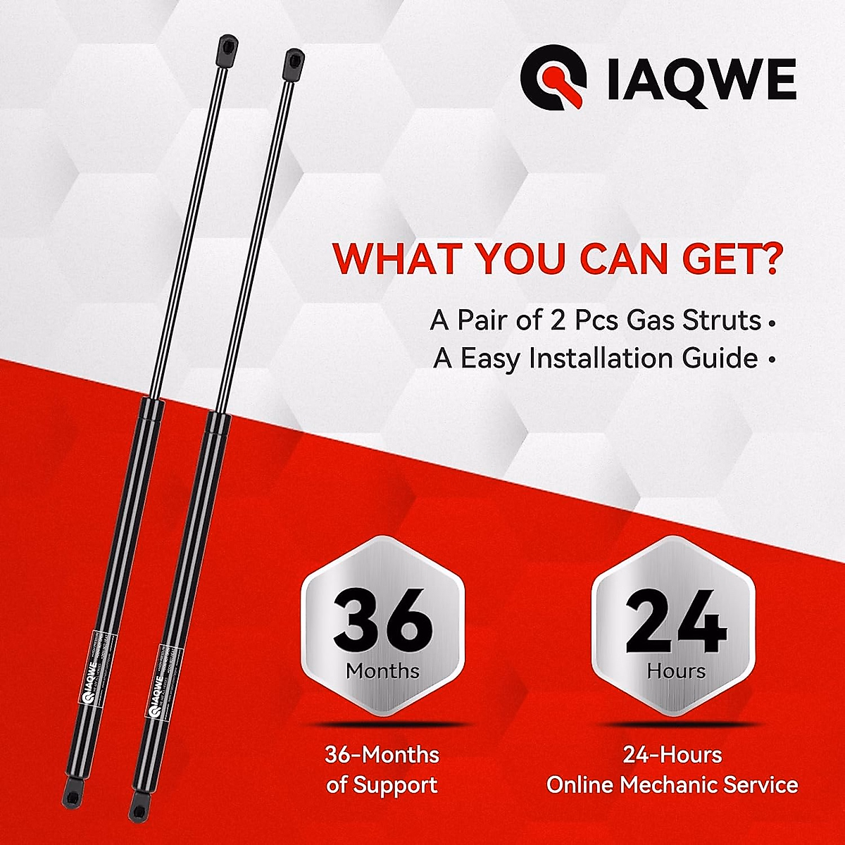 8M80 ST270M80 27 Inch 80Lbs/356N Gas Struts Spring Lift Support Shocks for Heavy Duty Tonneau Cover Trailer are Truck Cap Murphy Bed RV Bed Door Window Floor Hatch Toolbox Lid, 2pcs by IAQWE ml27-80