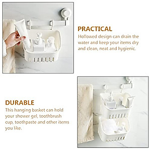 Shower Storage Plastic Hanging Shower Caddy Basket: Bath Shower Connecting Organizer Storage Basket with Hook for Bathroom Kitchen Pantry Bathroom Dorm Room Shower Toy Holder