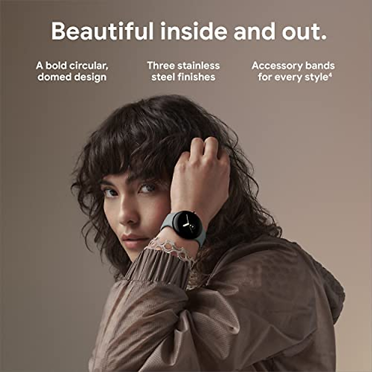 Google Pixel Watch - Android Smartwatch with Fitbit Activity Tracking - Heart Rate Tracking - Polished Silver Stainless Steel case with Chalk Active band - WiFi