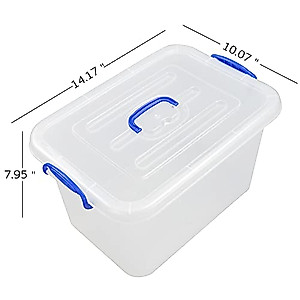 Asking 12 L Clear Plastic Storage Box with Handle, 4-Pack