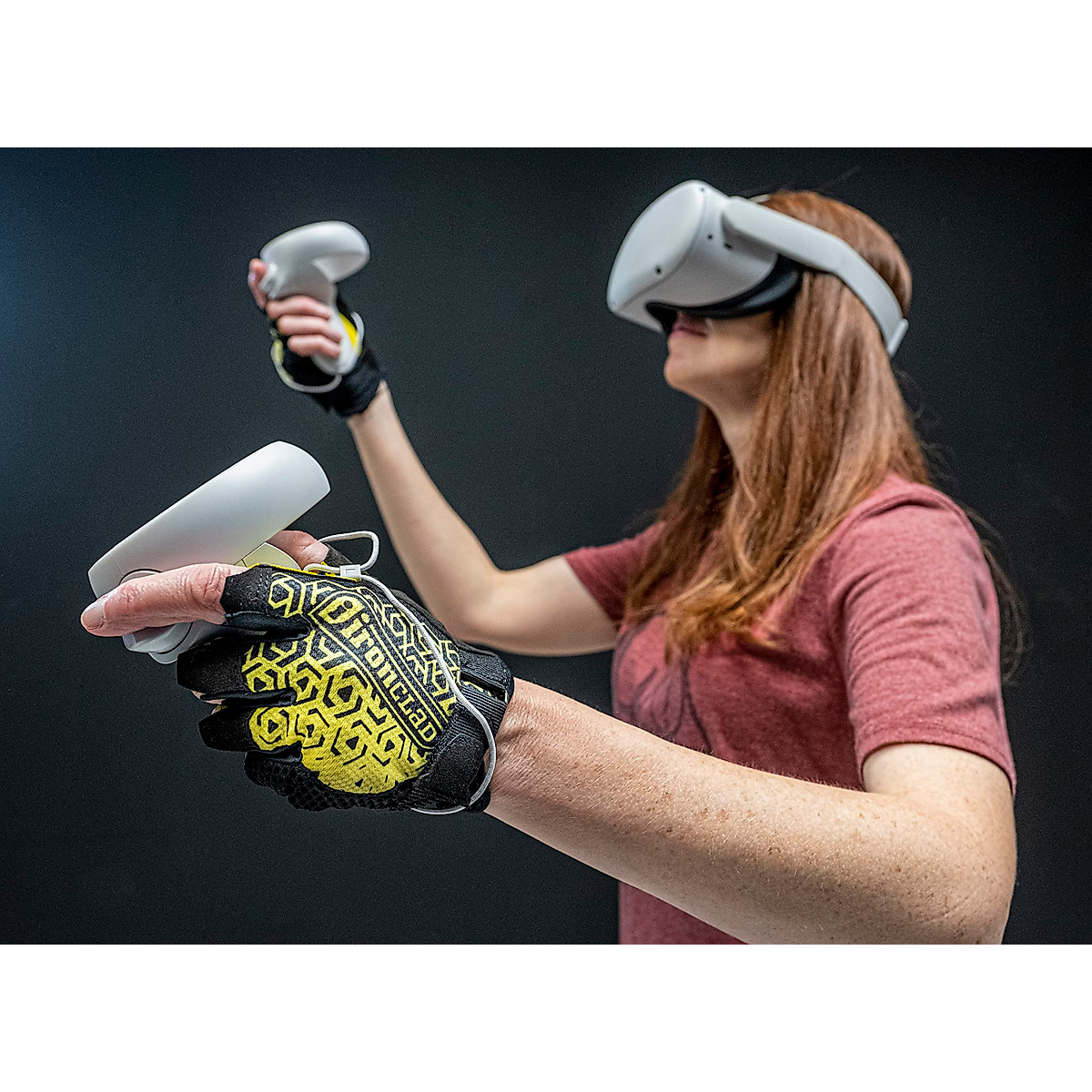 Ironclad Gaming Gloves, Half Finger Coverage, Precision Fit, Performance Silicone Grip, Moisture Wicking Construction, Yellow and Black, Large, 1 Pair