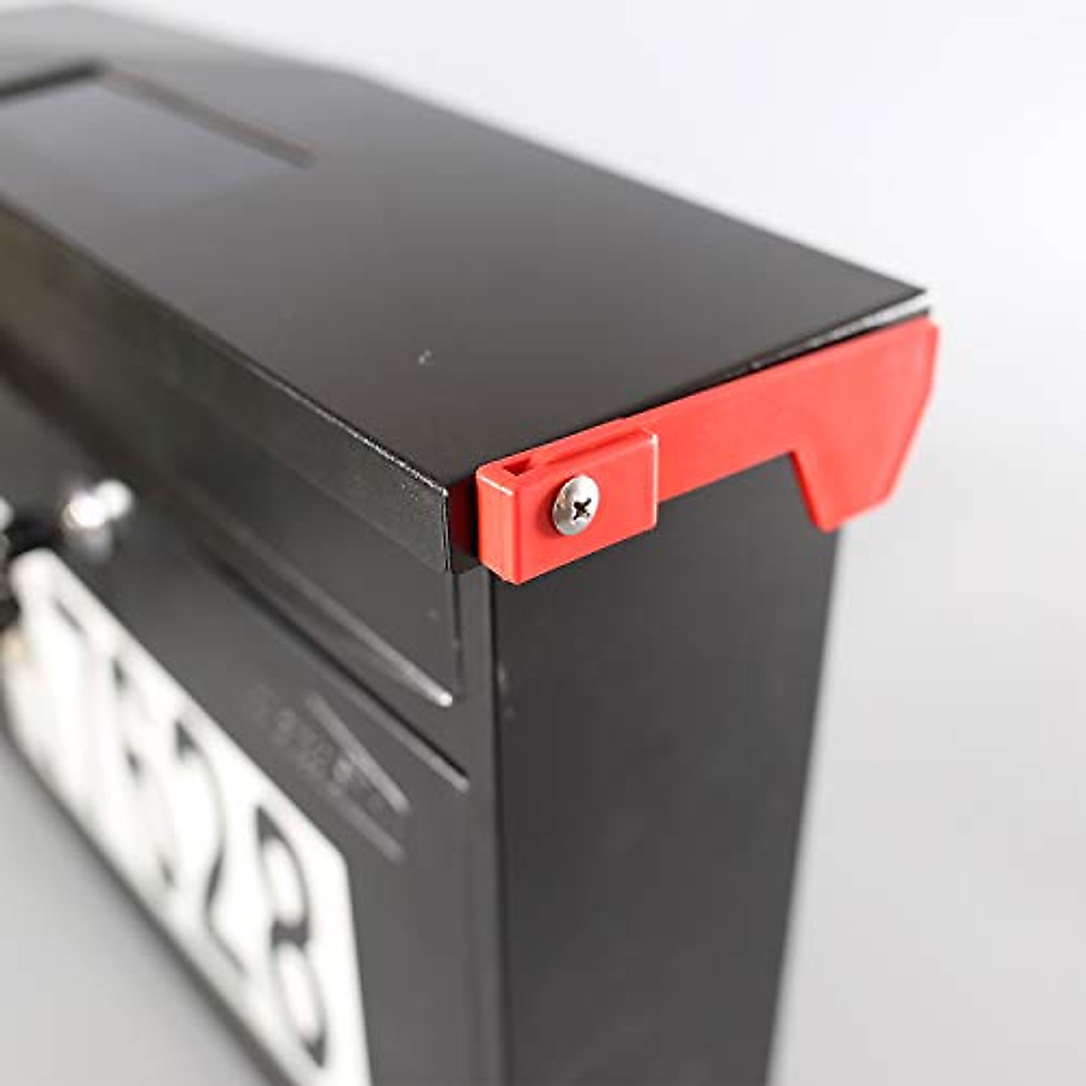 Black Wall Mount Locking Mailbox - Solar House Numbers Light Large Capacity Illuminated at Night - Waterproof Iron Mental Address Numbers Mail Box Outdoor with Keys