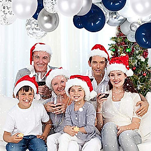 Navy Blue and Silver Confetti Balloons 50 pcs, 12 inch White Pearl and Silver Metallic Chrome Party Balloons for 2022 Graduation Party Decorations