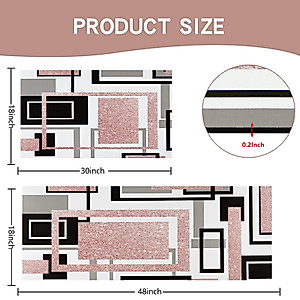 FRAMICS Anti Fatigue Kitchen Mats Set of 2, Non Slip Cushioned Kitchen Rug Sets, Washable Geometric Square Kitchen Runner Rugs for Home Office Laundry, 17'' x 47'' + 17'' x 30'' Abstract Art Patchwork