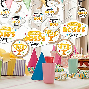 Big Dot of Happiness Happy Boss’s Day - Best Boss Ever Hanging Decor - Party Decoration Swirls - Set of 40