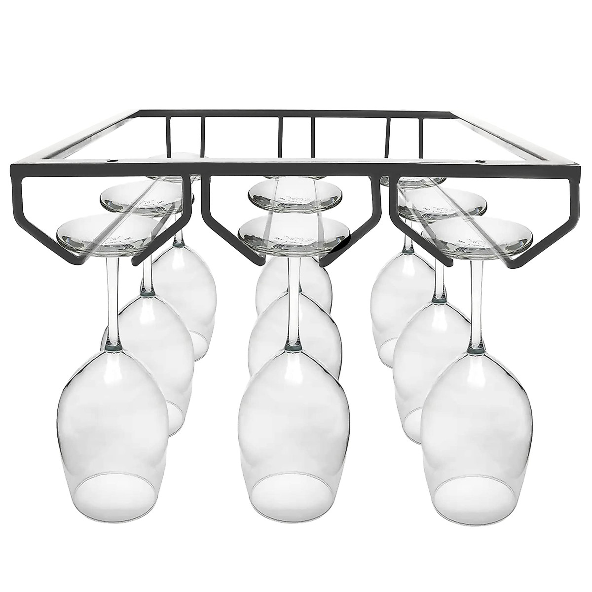 our trading llc Nickel Wine Glass Rack, Wine Glasses Hanger for Cabinet Kitchen Bar, Stainless Steel Storage, Metal Organizer, Under Shelf Stemware Rack