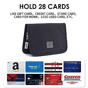 iN. Slim credit card holder wallet, Gift card display case, Minimalist light thin card storage case rfid blocking for men & women, with 28 slots in black