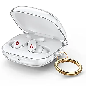 Beats Fit Pro Case Cover,AIRSPO Clear Case for Apple Beats Fit Pro 2021 Shockproof Protective Beats Fit Pro Earbuds Case Covers with Keychain (Clear)