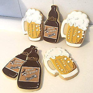 Beer Themed Cookie Cutters Stainless Steel, Baby Brewing Beer Set Beer Mug Bottle Onesie Rattle Baby Bottle Photo Plaques Dough Fondant Biscuit Molds for Baby Shower