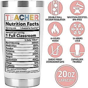Back to School Gifts Teacher Birthday Idea, Teacher Gifts for Women Men - Teacher Appreciation Gifts, Gifts Teachers from Students, Appreciation Week - 20 Oz Tumbler Mug/Cup (White) (Teacher Life)
