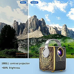 Madevil Mini Projector LCD Handheld Portable Video Projector 1080P HD Projector with 4500 Lumens Movie Beamer Compatible with HDMI USB AV Interfaces and Remote Control for Home and Outdoor