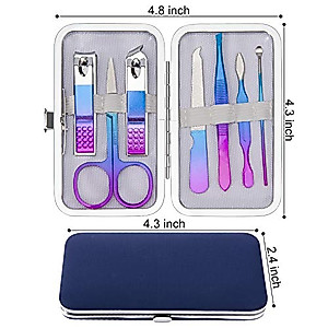 CGBE Manicure Set Nail Clippers Pedicure Kit Men Women Grooming kit Manicure Professional Tools Gift 7Pcs with Luxurious Travel Case