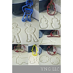 INSPIRED BY FIREMAN SAM CARTOON FIREFIGHTER SET OF 6 COOKIE CUTTERS MADE IN USA PR1093