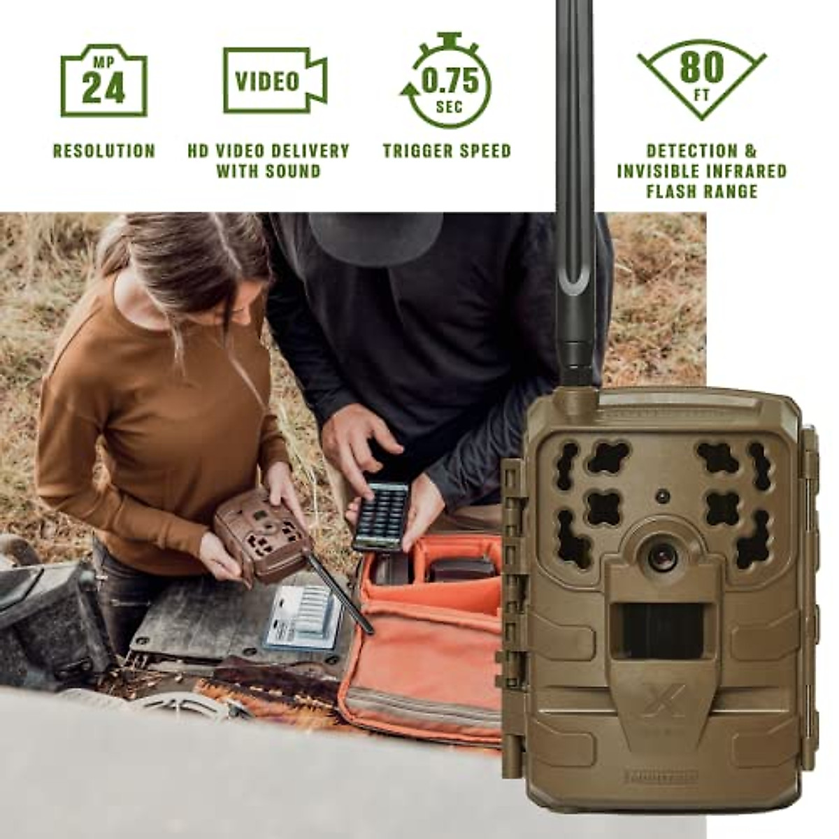 Moultrie Mobile Delta Base Cellular Trail Camera - 24MP Resolution Photos & Videos with Sound | .75s Trigger Speed & 36 invisible IR LEDs | Game Cam for Hunting with App Control | Verizon Nationwide