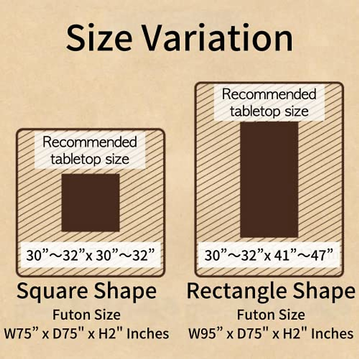 BJDesign Washable Kotatsu Futon Casual Checkered Design, 100% Polyester Fabric Material, Home and Living, Japanese Kotatsu Blanket (Brown, Rectangle (75 x 95 Inches))