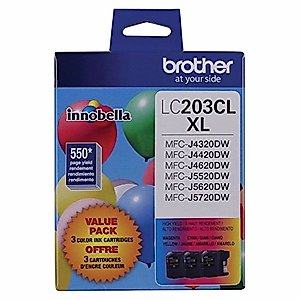Brother MFC-J5520DW High Yield C/M/Y Ink Cartridge 3-Pack (Includes OEM# LC203C, LC203M, LC203Y) (3 x 550 Yield)