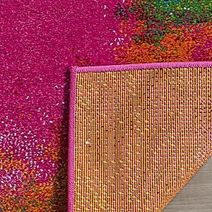 SAFAVIEH Watercolor Collection 2'3" x 4' Orange / Green WTC619D Colorful Boho Abstract Non-Shedding Living Room Bedroom Accent Rug