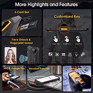 Ulefone Rugged Phones, Armor X13 (12+64GB), 50MP Rear Camera, 24MP Night Vision Camera, Android 13 OS Rugged Smartphone, 6.52” Screen, 6320mAh, NFC, GPS, Package with Exclusive Armor Case- Black