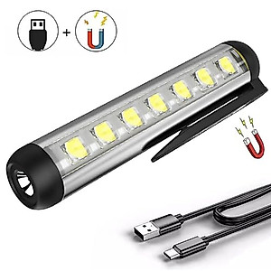 Srliya LED Pen Light Aluminum Alloy Portable USB Rechargeable Pocket Dual Beam Penlight Mini Handheld Light for Nurses Students Medical Doctors