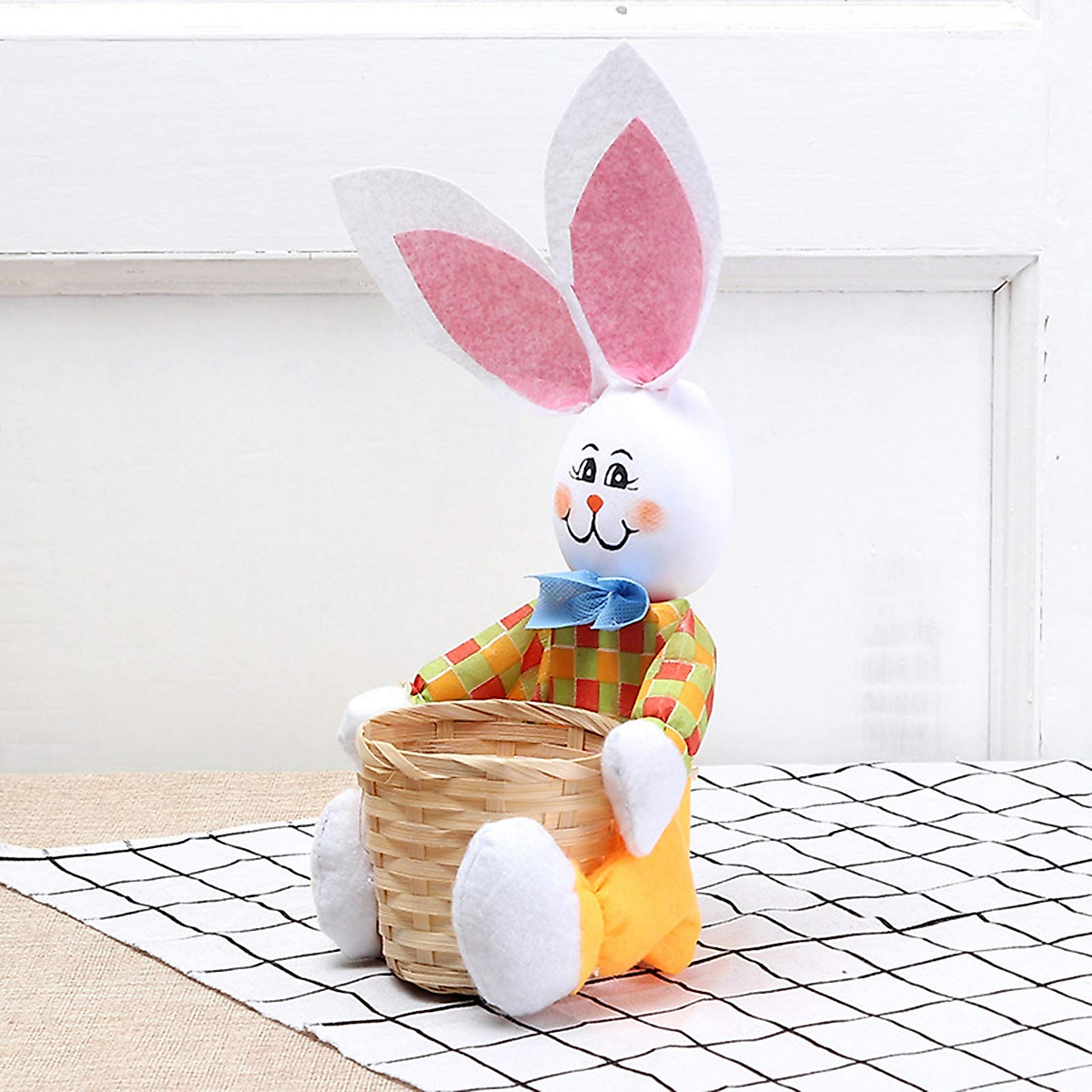 Easter Gift Baskets Empty Easter Basket for Children Easter Hamper Kids Easter Gifts Cute Bunny Easter Basket Eggs Candy Gifts Storage Rabbit Basket Easter Decoration Home Decor for Easter Day Yellow