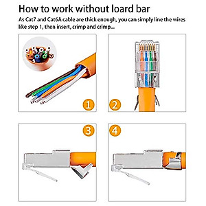 Quilence Cat7 Cat6A Connectors with Double Assembly Design Gold Plated Shielded RJ45 Modular Plug for 23AWG Solid and Stranded Cat7 Cat6A Cable 50u Gold Plated – 25Pack
