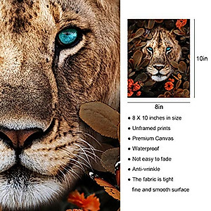AllBlue Jungle Safari Animal Wall Art Prints Poster Lion Tiger Leopard Animal Wall Decor Set of 4 Animal Wall Pictures for Living Room Home Decor (8"x10" Unframed)