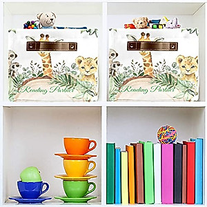 Safari Wild Animal Personalized Storage Basket ,Custom Storage Bins Cubes Organizer with Handle for Bedroom Wardrobe Nursery Basket 1 Pack